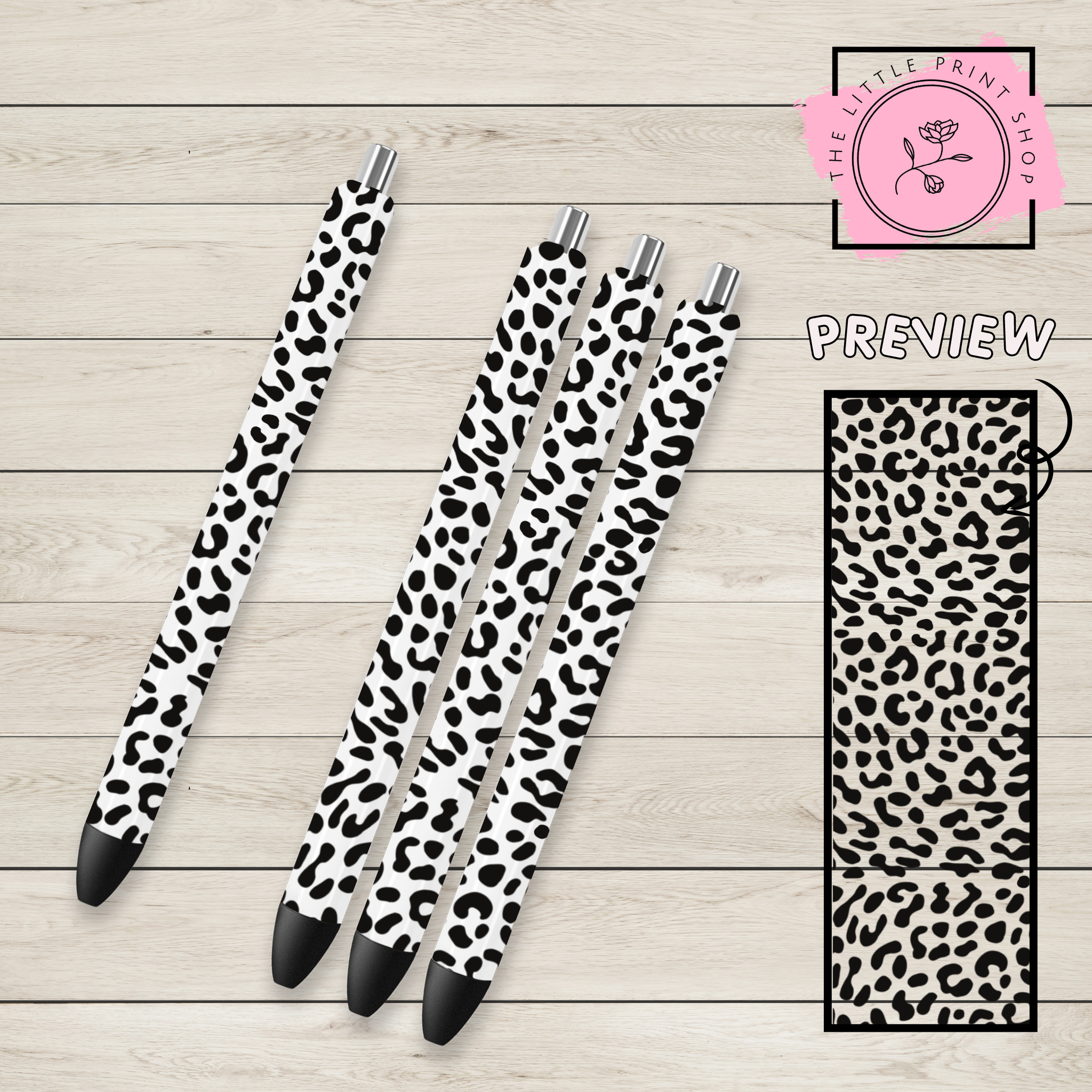 Black Leopard Print - UV DTF Pen Wrap Decal – Little Print Shop