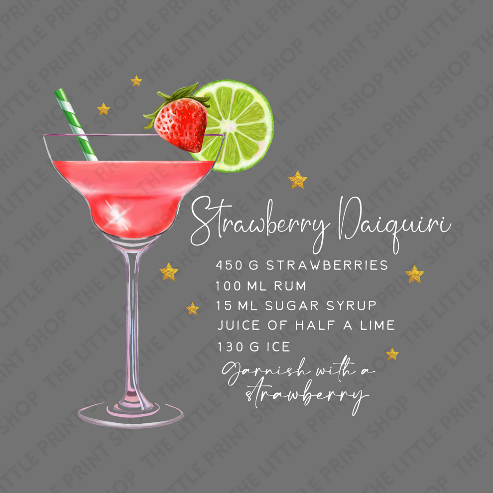Strawberry Daiquiri Recipe - Various Sizes - UV DTF Decal – Little ...