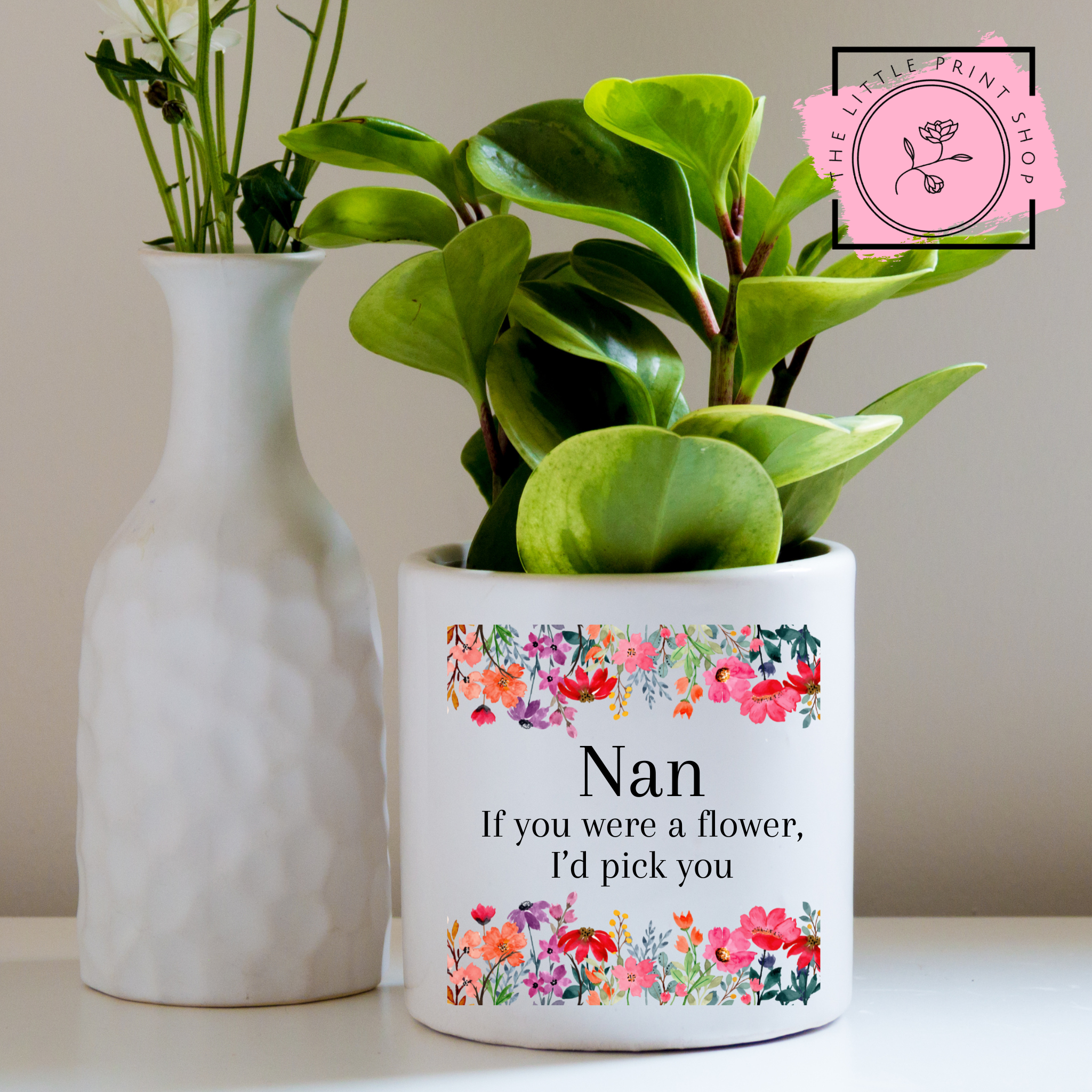 If You Were A Flower.. Floral Vase Decal - Nan - UV DTF 4 inch Decals ...