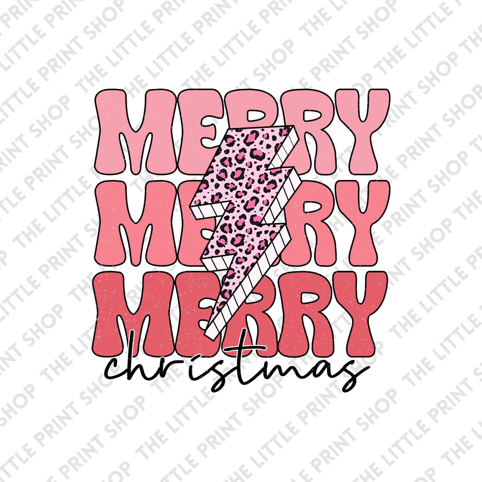 Merry Merry Merry Christmas Bolt - UV DTF 4 inch Decal – Little Print Shop