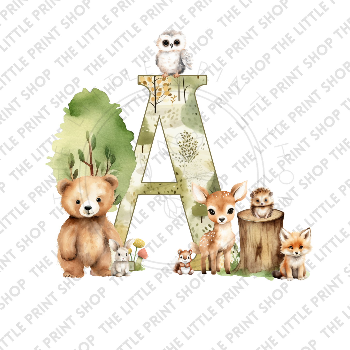 Woodland Alphabet Letters - A-Z - UV DTF 5 inch Decals – Little Print Shop