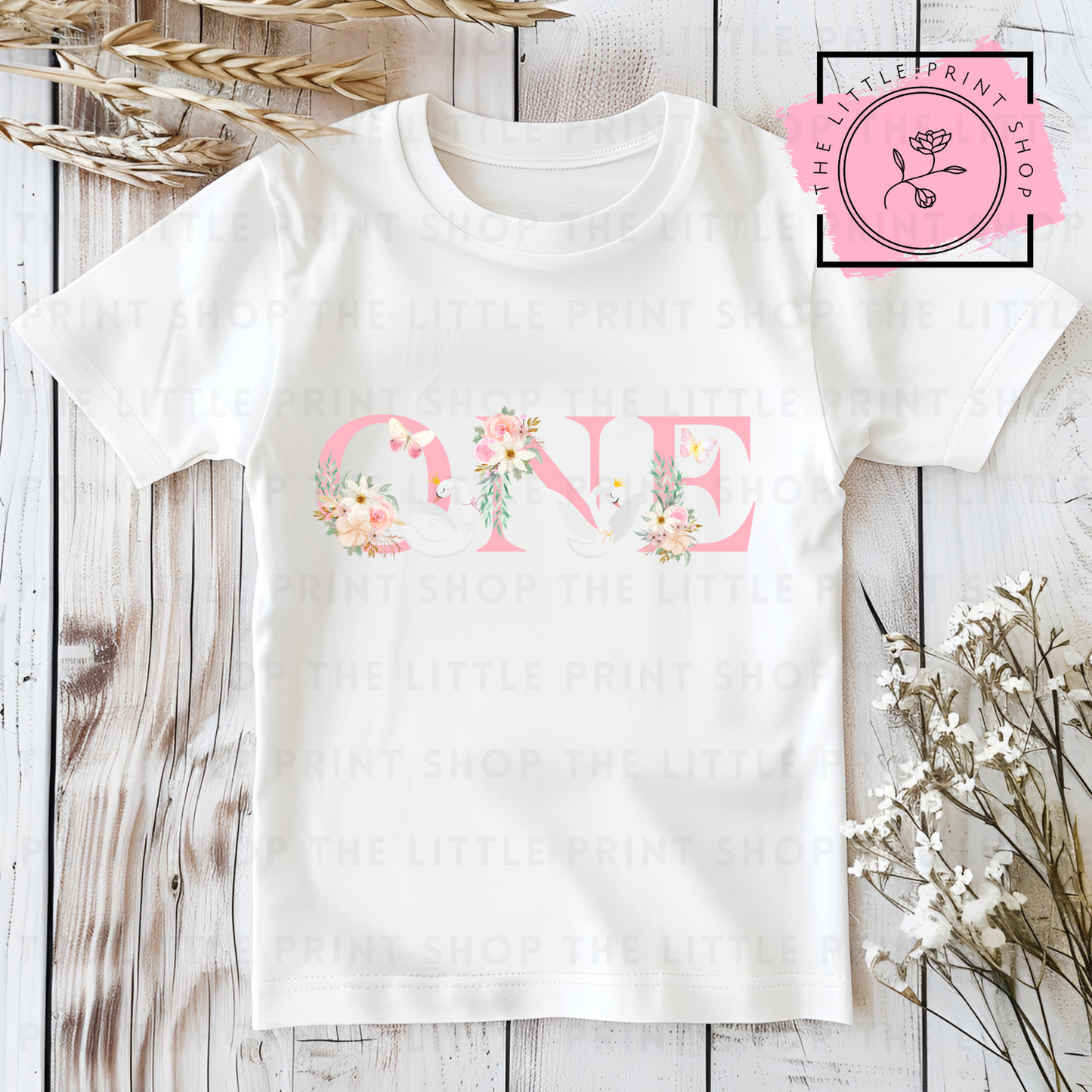 Birthday Number - Pink Swans - #1 to #5 - DTF Transfer Decal – Little ...