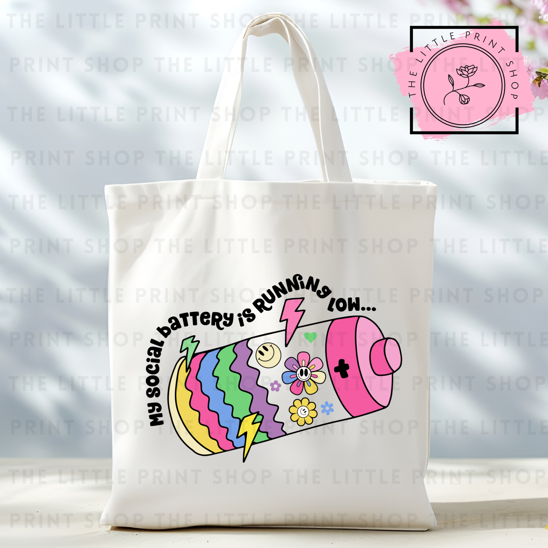 Social Battery - Tote Bag DTF Transfer – Little Print Shop